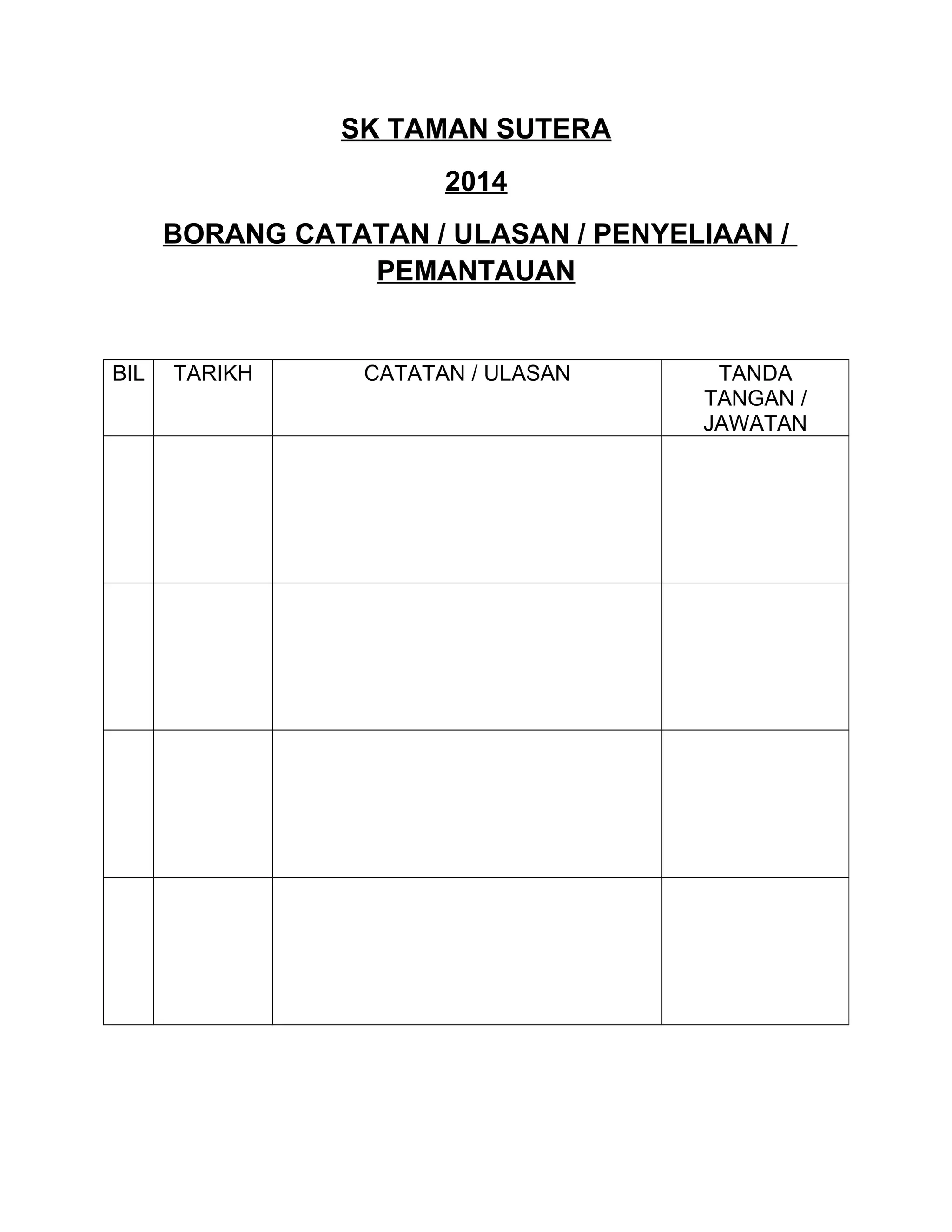 Borang pemantauan 2014 | DOC