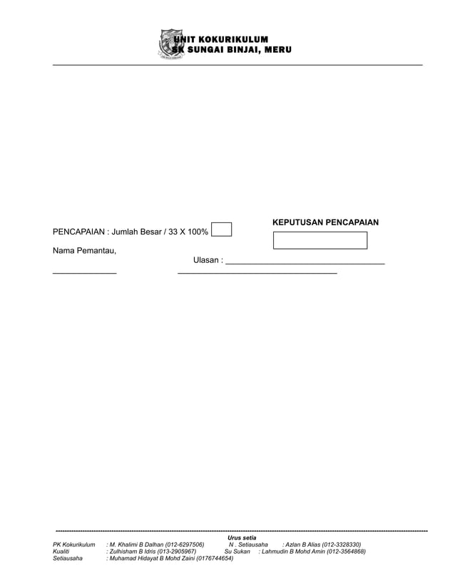 Borang pemantauan aktiviti kokurikulum | DOC