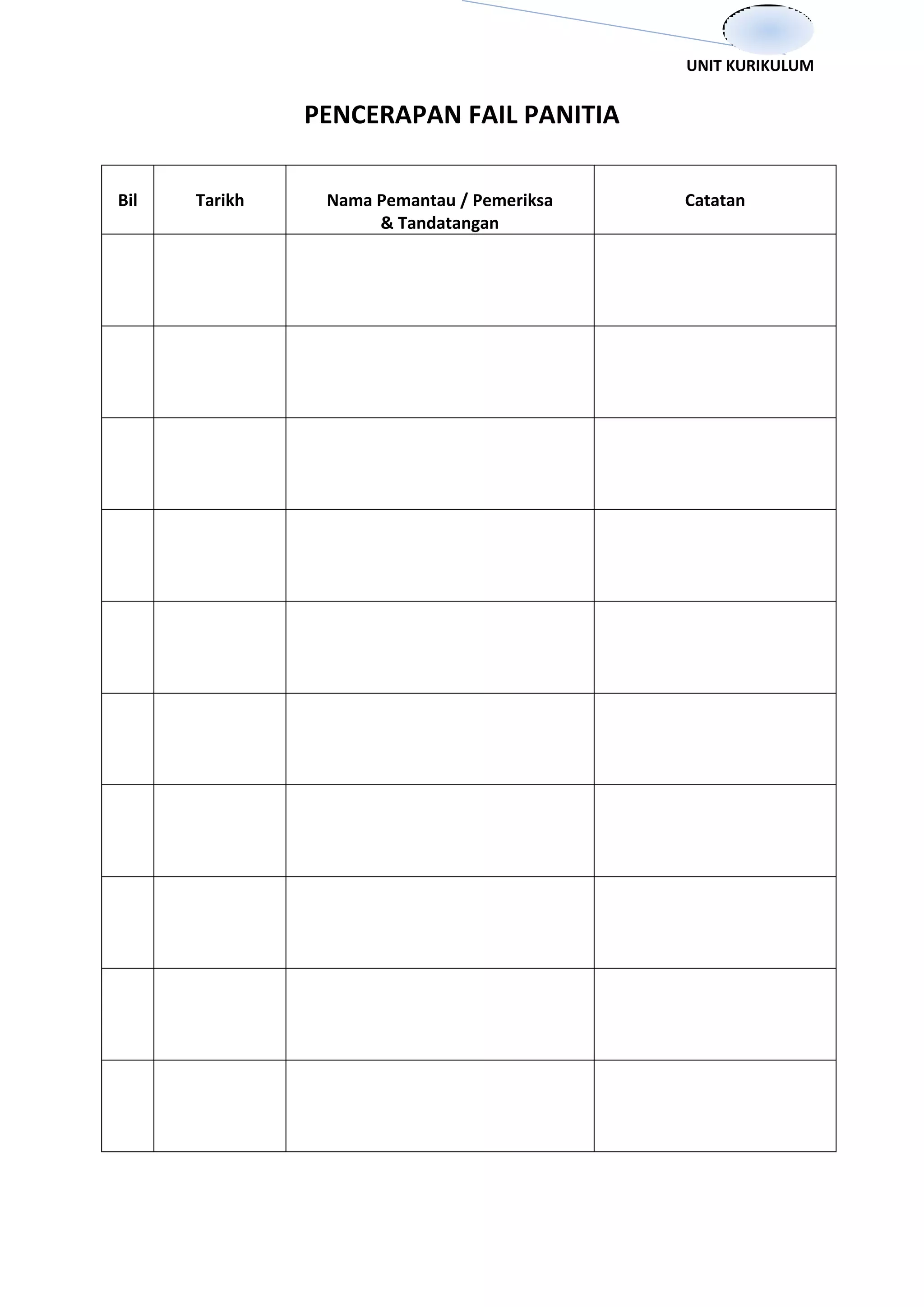 Borang pemantauan fail panitia 1 | DOCX