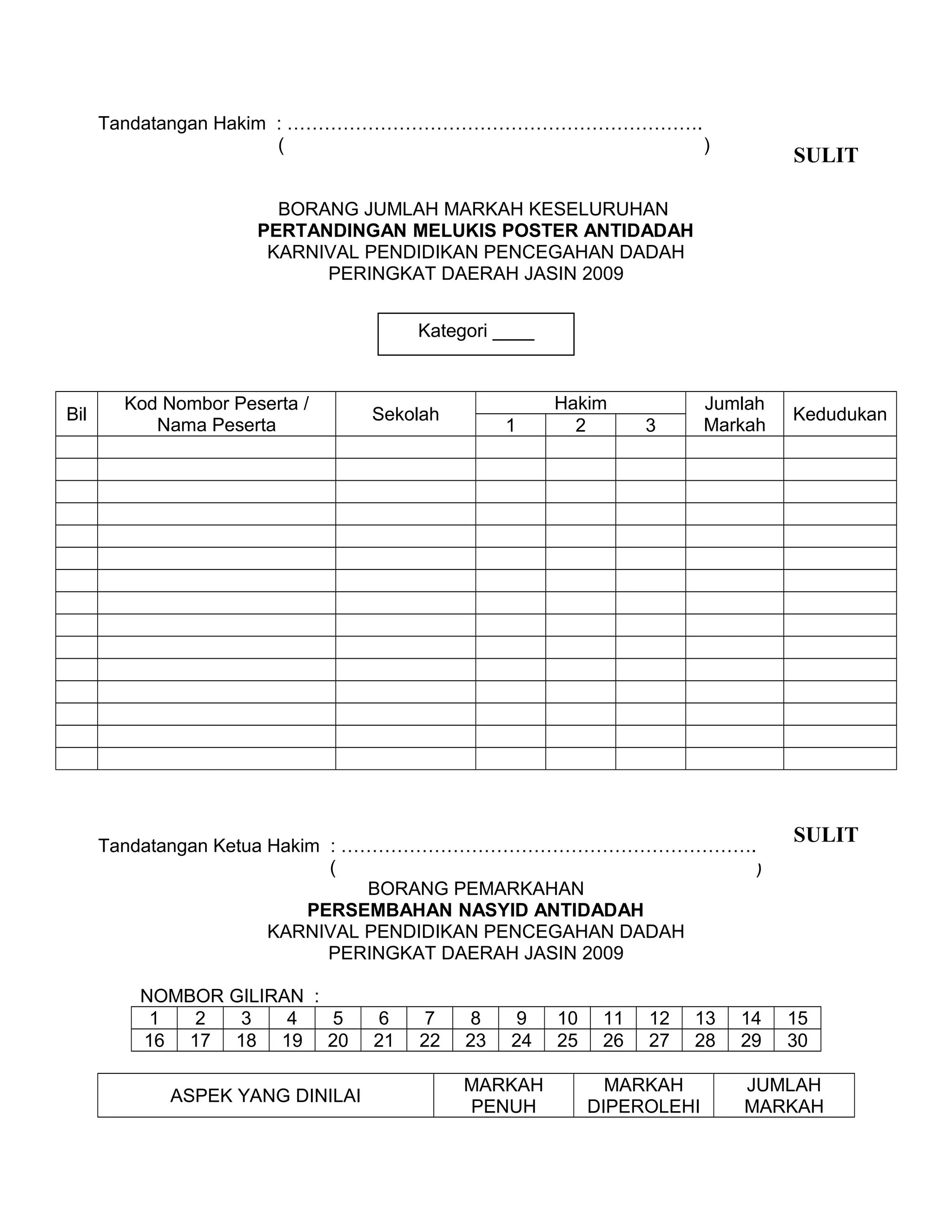 Borang pemarkahan sajak | DOC