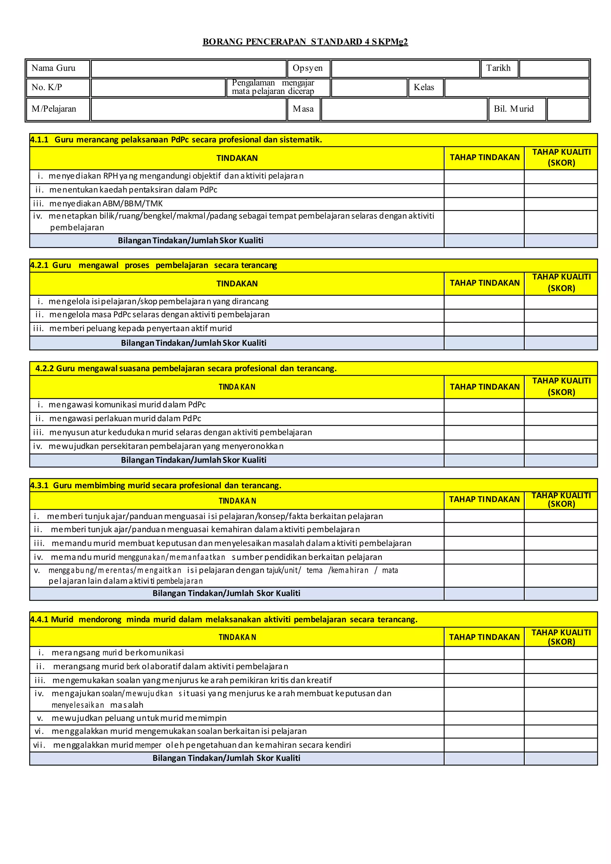 Borang pencerapan standard 4 skpm g2 23.1.2017