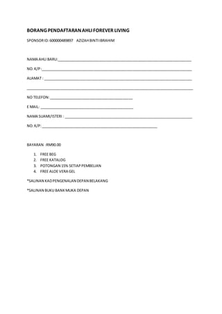 Borang pendaftaran ahli forever living | DOCX