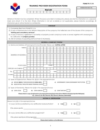 Borang pendaftaran penyedia latihan | PDF