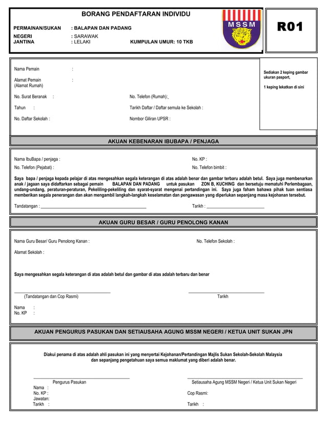 Borang pendaftaran r01 terkini 2 | PDF