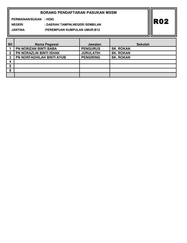 Borang pendaftaran r02 | DOC