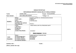 Borang penyertaan pertandingan bercerita tahap 1 | PDF