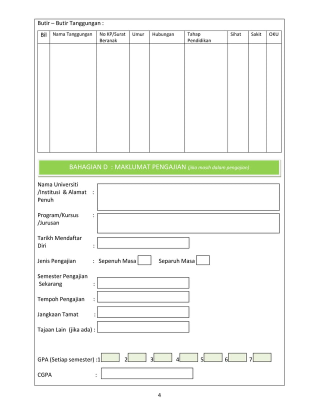 Borang permohonan ipt | PDF