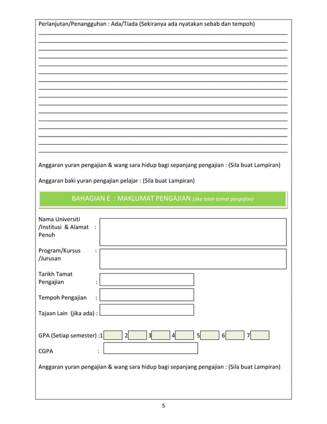 Borang permohonan ipt | PDF