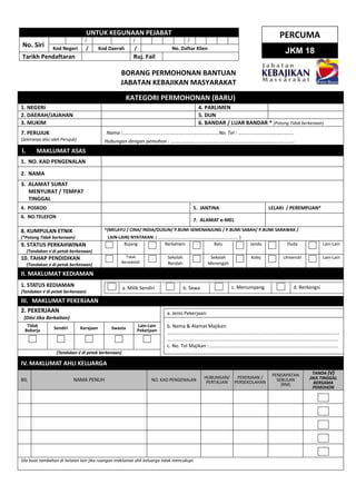 borang permohonan bantuan jkm, kaji semula bantuan | PDF