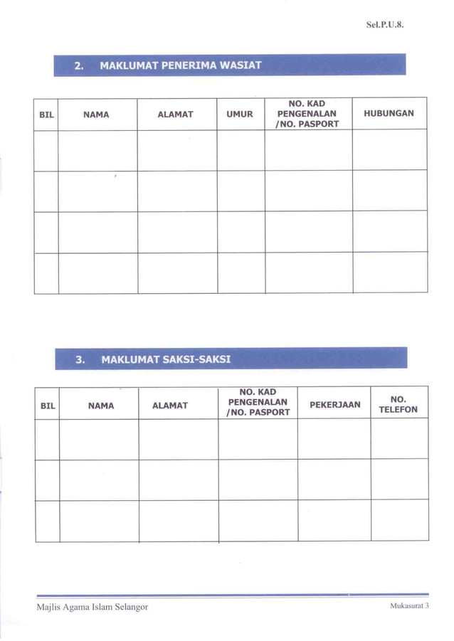 Borang permohonan wasiat | PDF