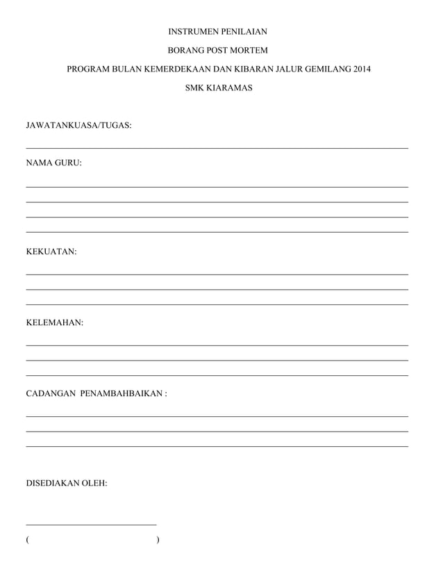 Borang post mortem dokumentasi | PDF