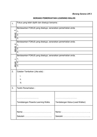 Borang sarana Learning Walk | PDF