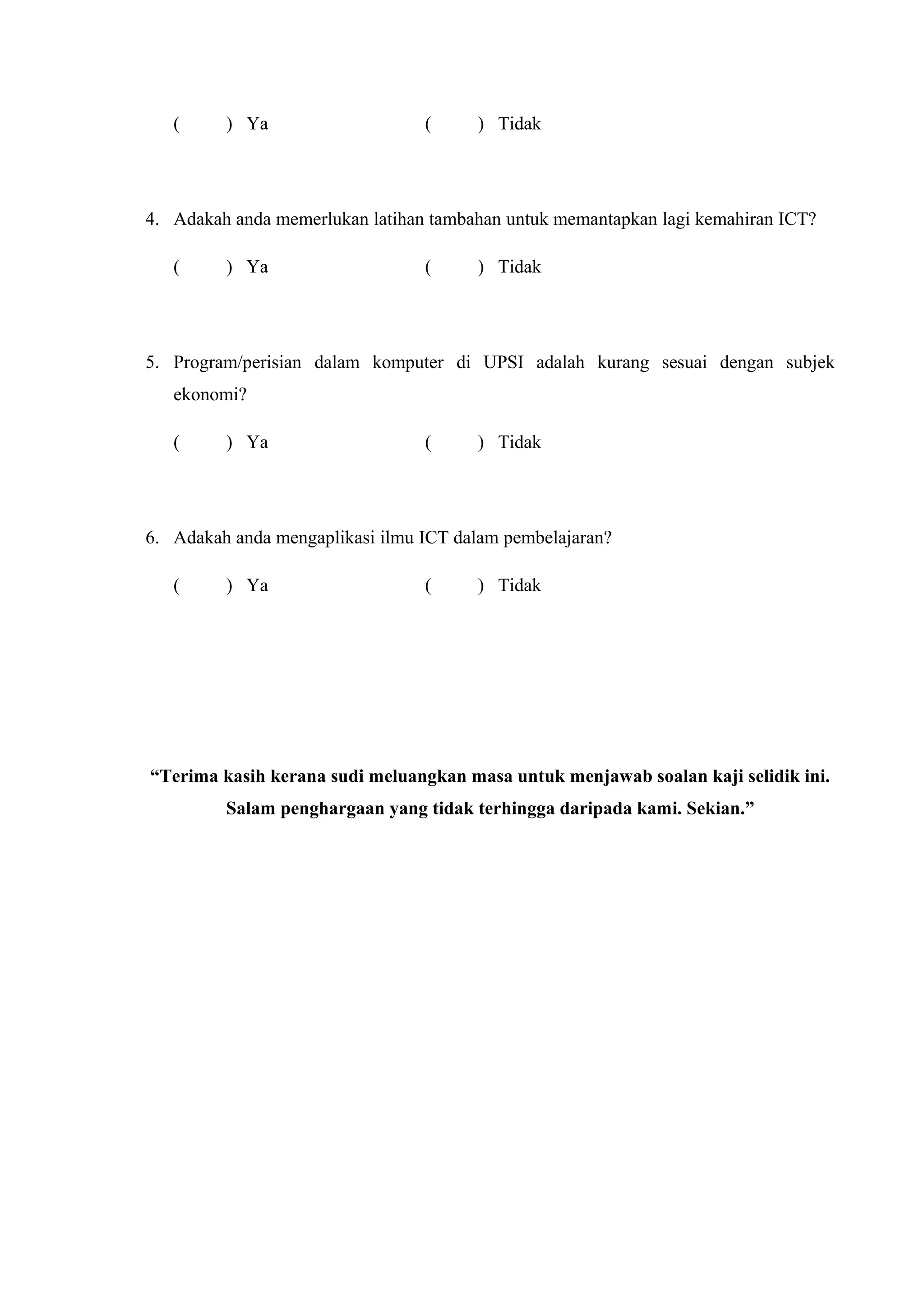 Borang soal selidik | DOC