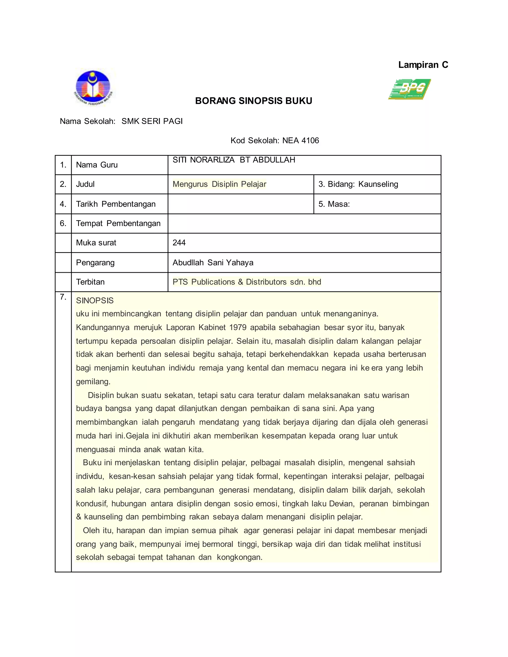Borang ulasan buku | DOC