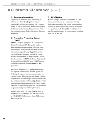 BORDER CROSSING GUIDE FOR COMMERCIAL TRUCK DRIVERS | PDF | North ...