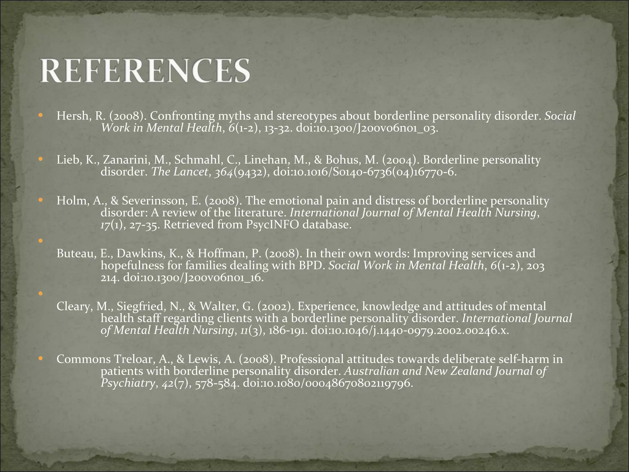 Borderline Personalities; The Impact Of Clinician Bias & Education Shortfalls | PPT