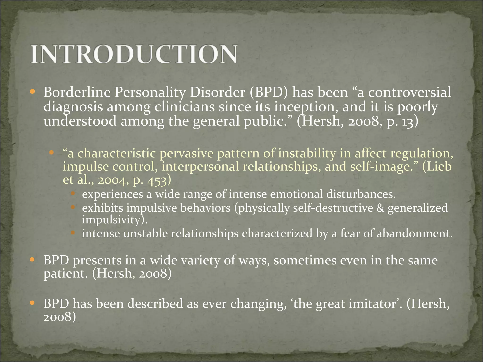 Borderline Personalities; The Impact Of Clinician Bias & Education Shortfalls | PPT