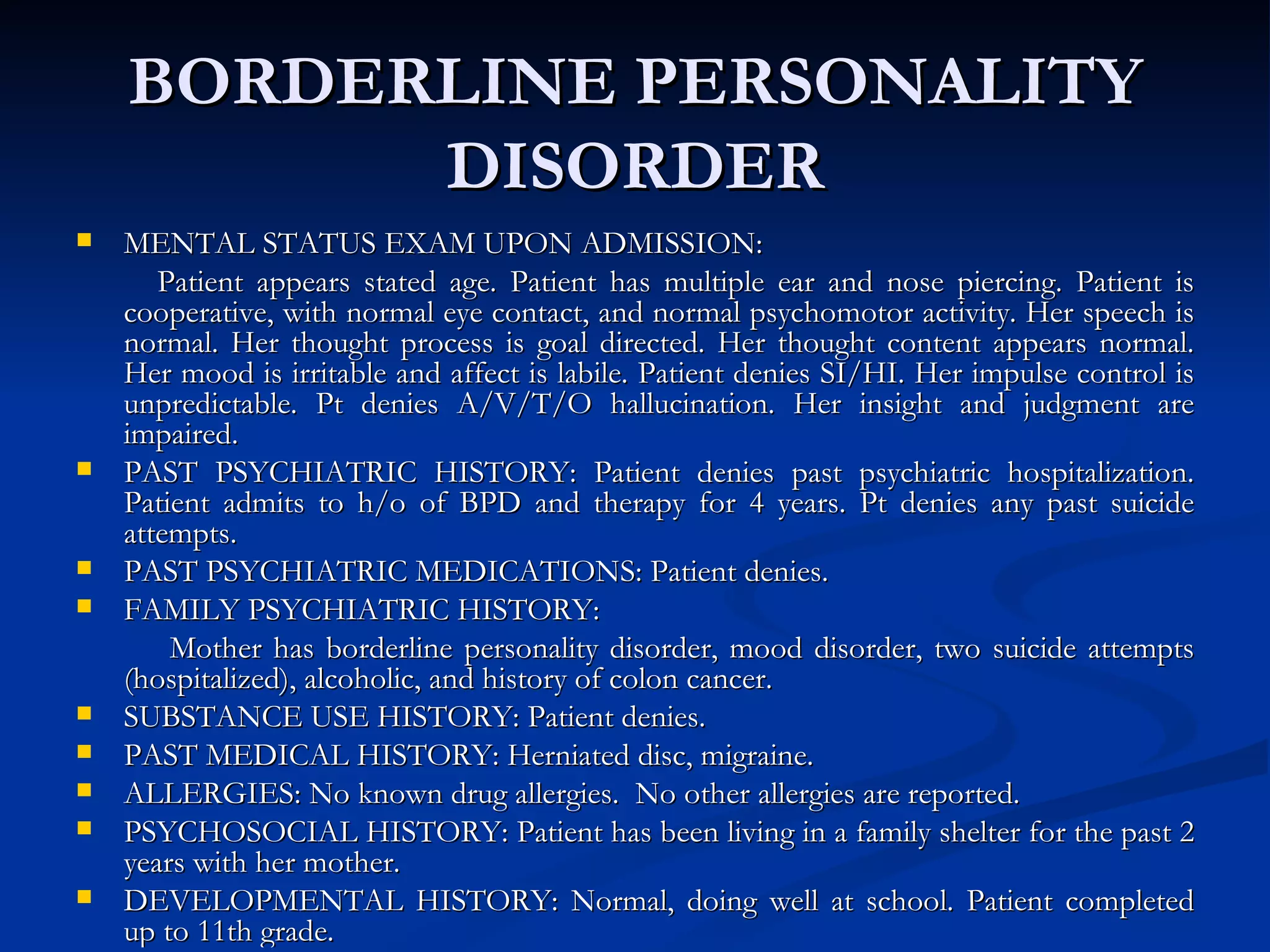 Borderline Personality Disorder | PPT