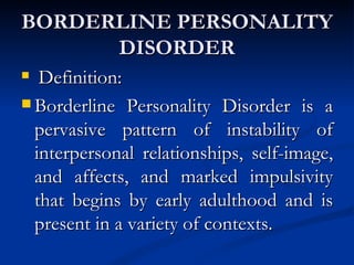Borderline Personality Disorder | PPT