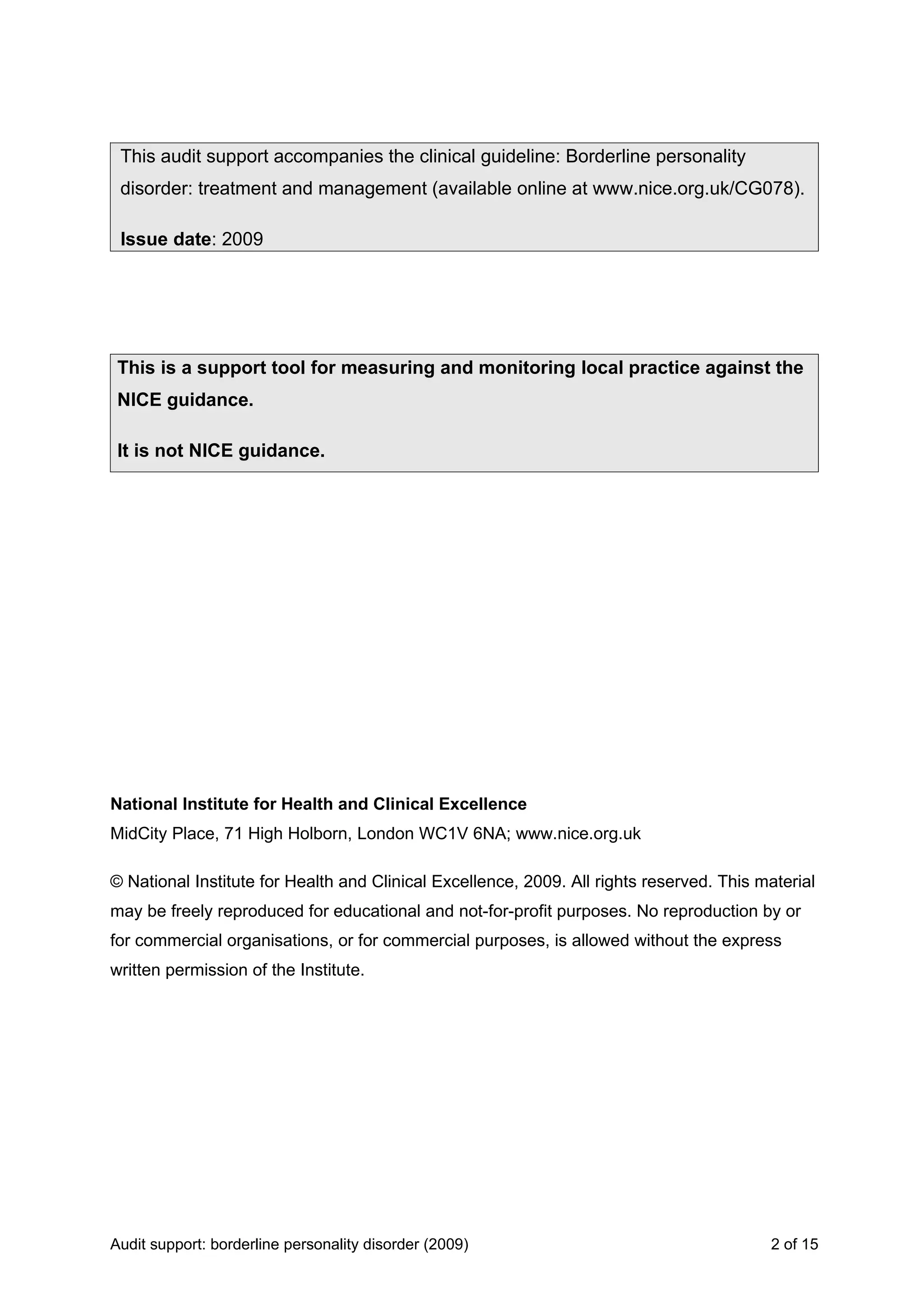 Borderline personality disorder (bpd) audit support | DOC
