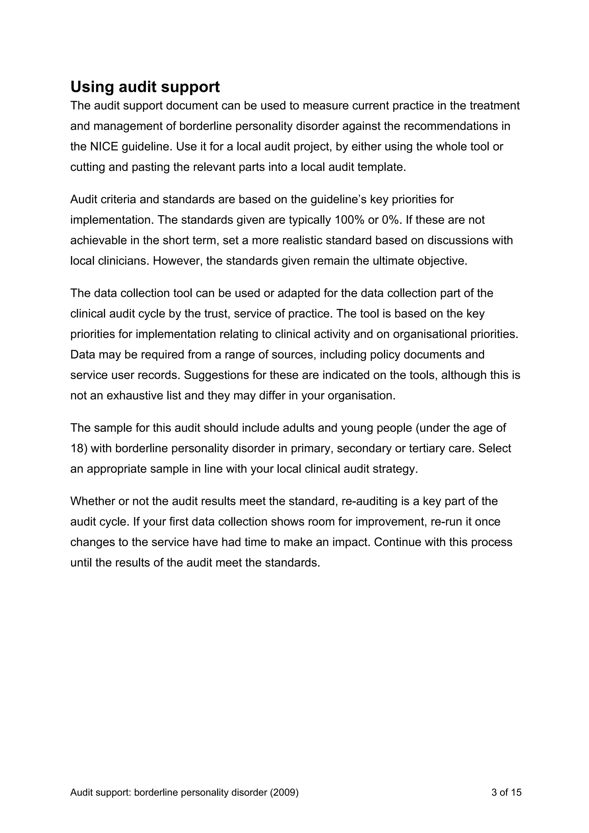 Borderline personality disorder (bpd) audit support | DOC