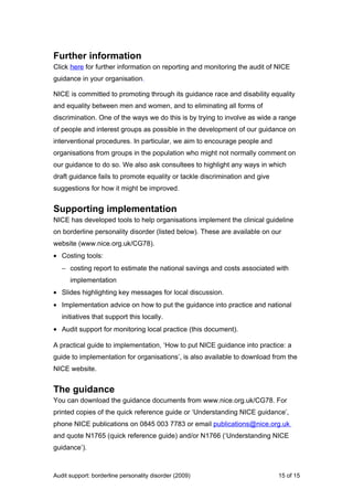 Borderline personality disorder (bpd) audit support | PDF