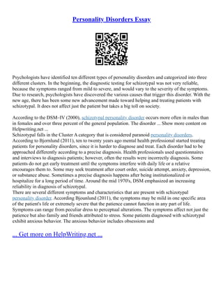 Borderline Personality Disorder Essay | PDF