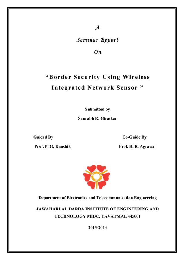 A Border security Using Wireless Integrated Network Sensors (WINS ...