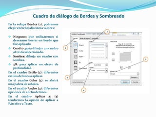 Bordes y sombreados - Word 2010 | PPTX