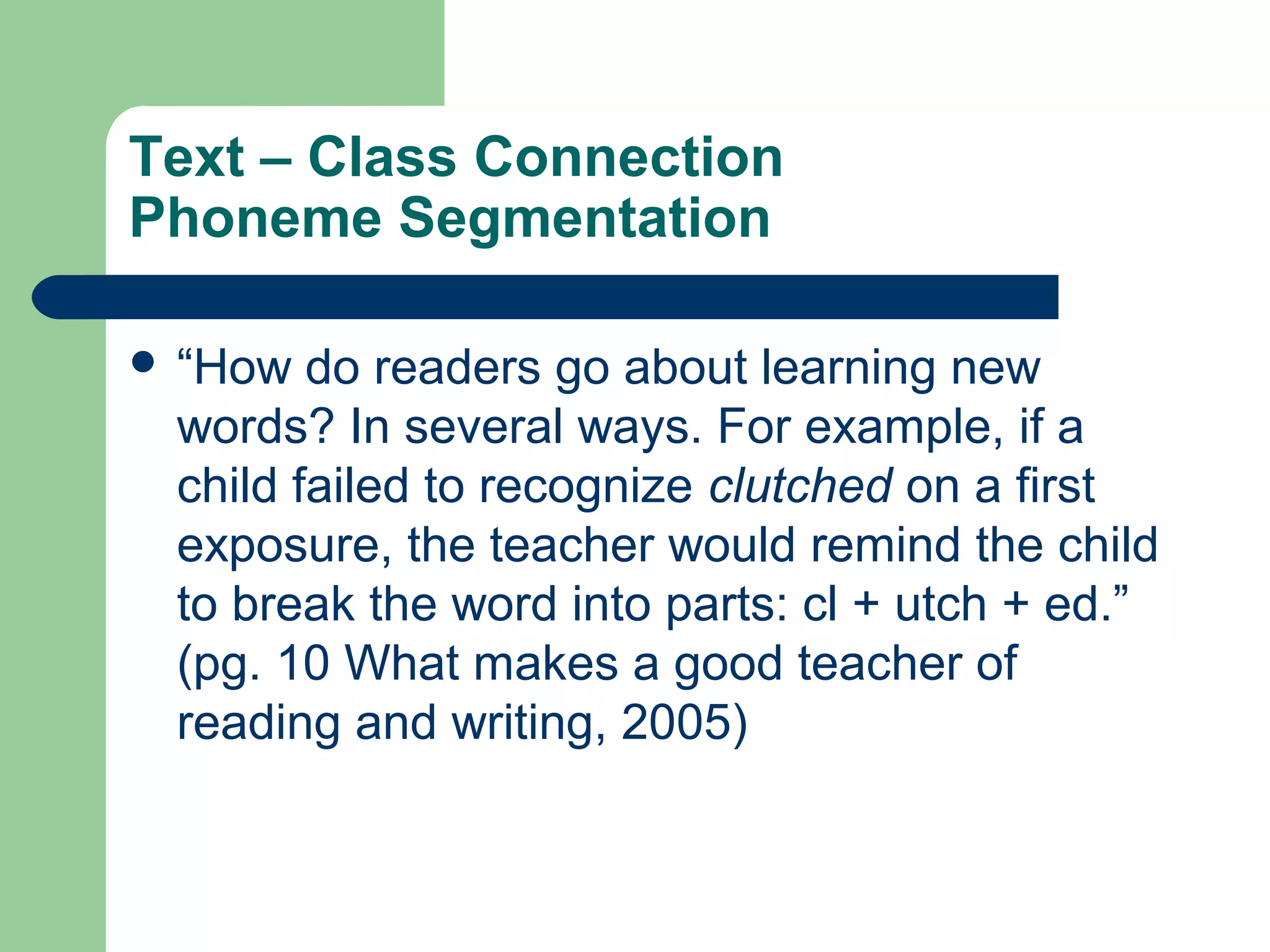 Using a nonsense sentence to explain the process of reading | PPT