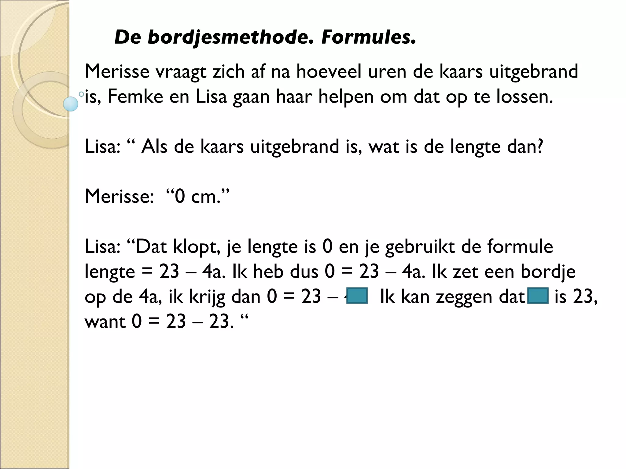 Bordjesmethode en formules | PPT