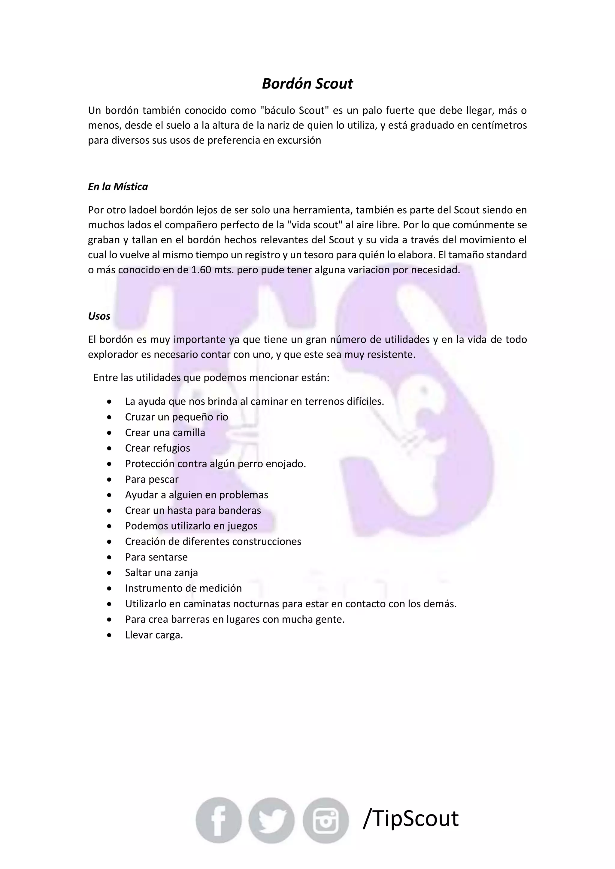 Bordón Scout - Tip Scout | PDF