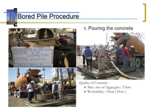 bored pile construction methodology, practical issues | PPT