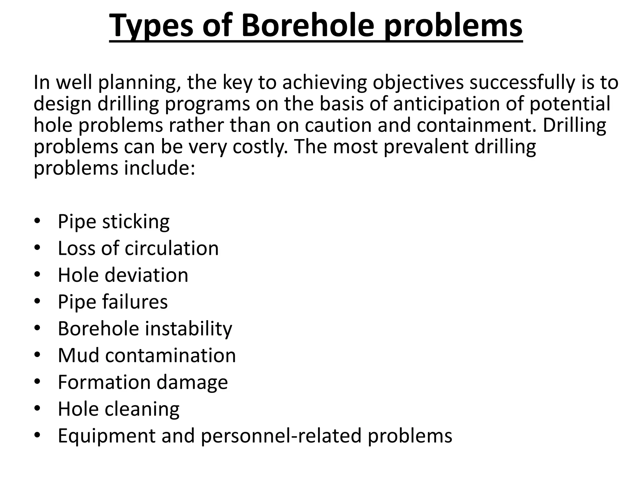 Borehole and Drilling problems | PPTX