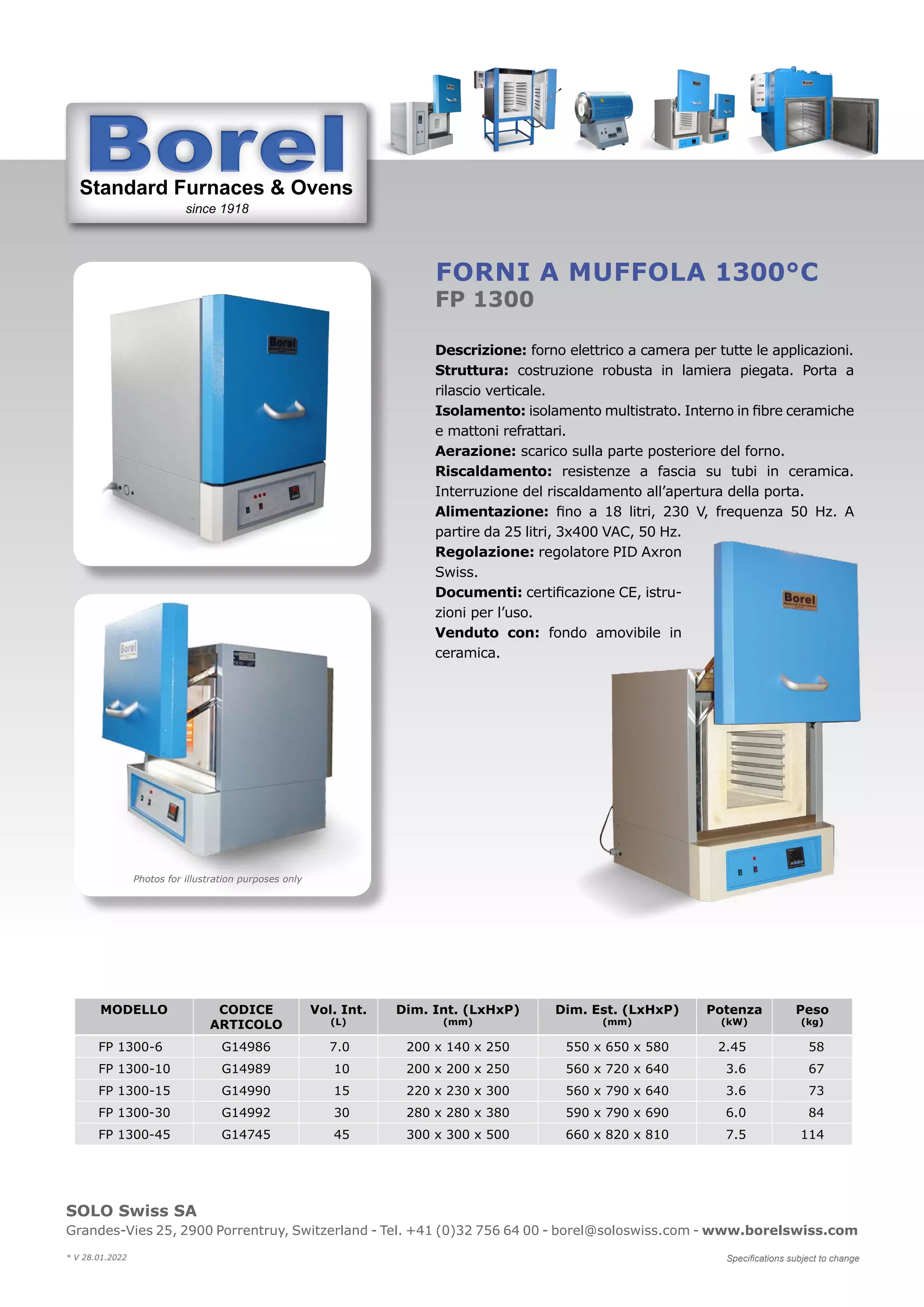 Forni a muffola Borel Swiss 1300°C | PDF