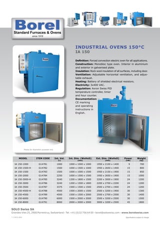 Industrial oven Borel Swiss 150°C | PDF