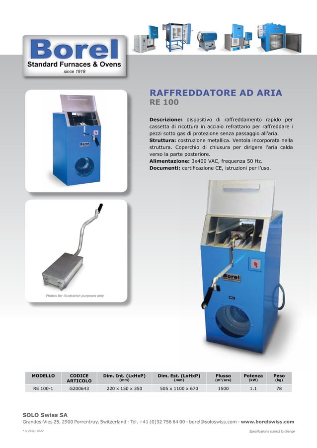 Raffreddatore ad aria Borel Swiss 100°C | PDF