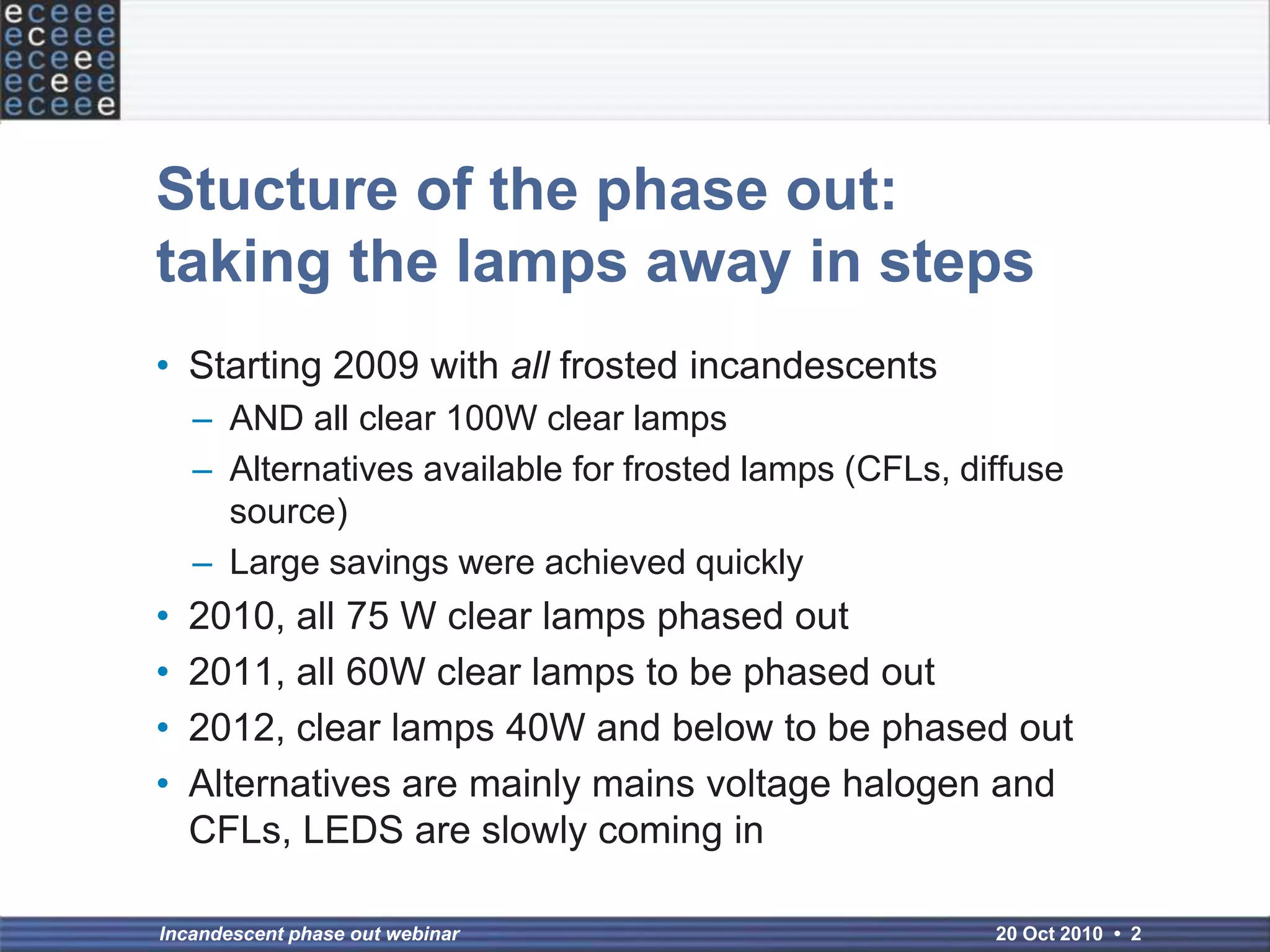 Phasing out incandescent lamps in Europe – Experiences | PPTX | Home ...