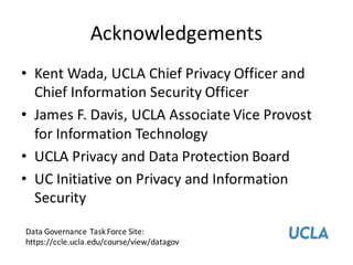 Borgman - Privacy, Policy and Data Governance in the University | PPT