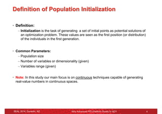 Why advanced population initialization techniques perform poorly in ...