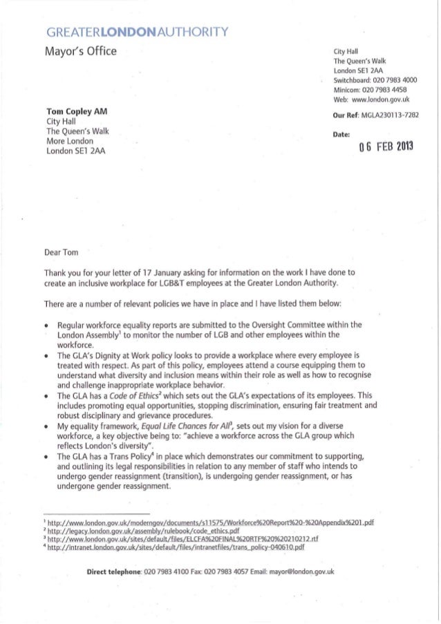 Boris Johnson Stonewall Index Letter
