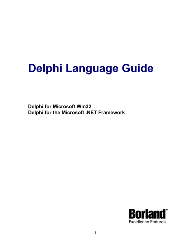 Borland Delphi - Delphi Programming Language Guide | PDF