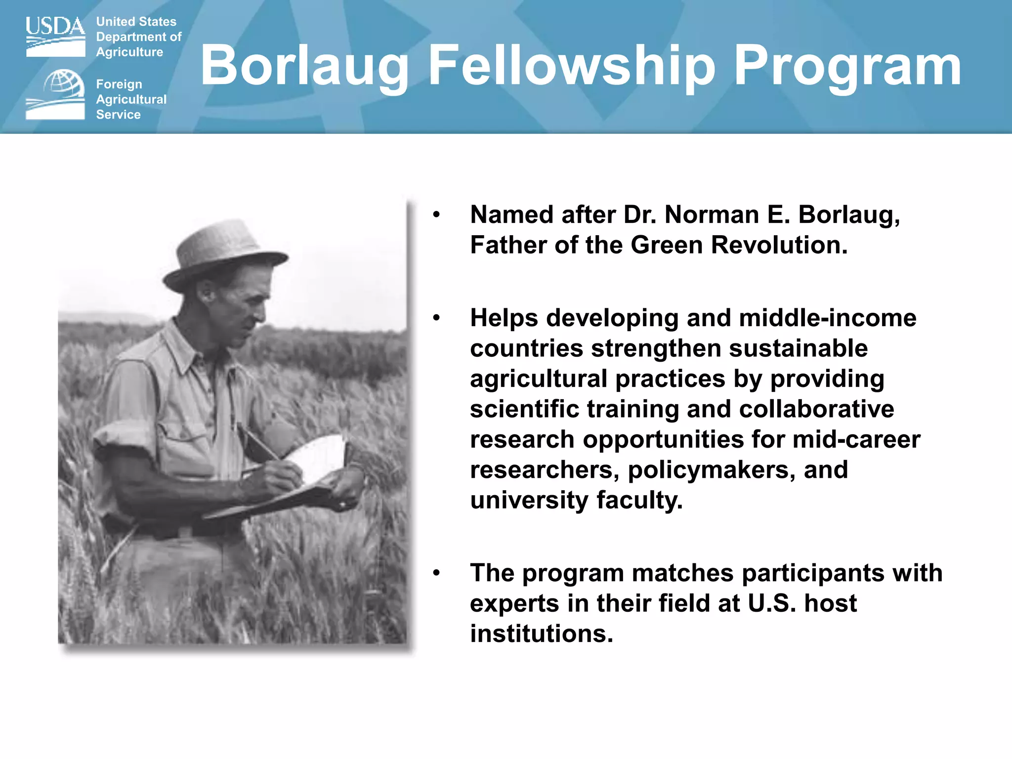 Norman E. Borlaug International Agricultural Science and Technology ...