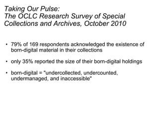 Born-Digital Records: Moving from Theory to Practice | PPT