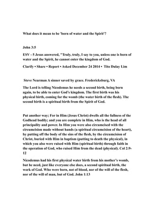 Born of water and the holy spirit | RTF