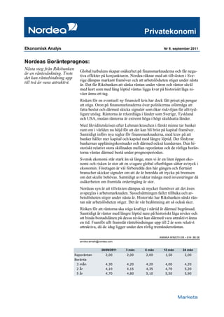 Nordea boränteprognos 28 september | PDF
