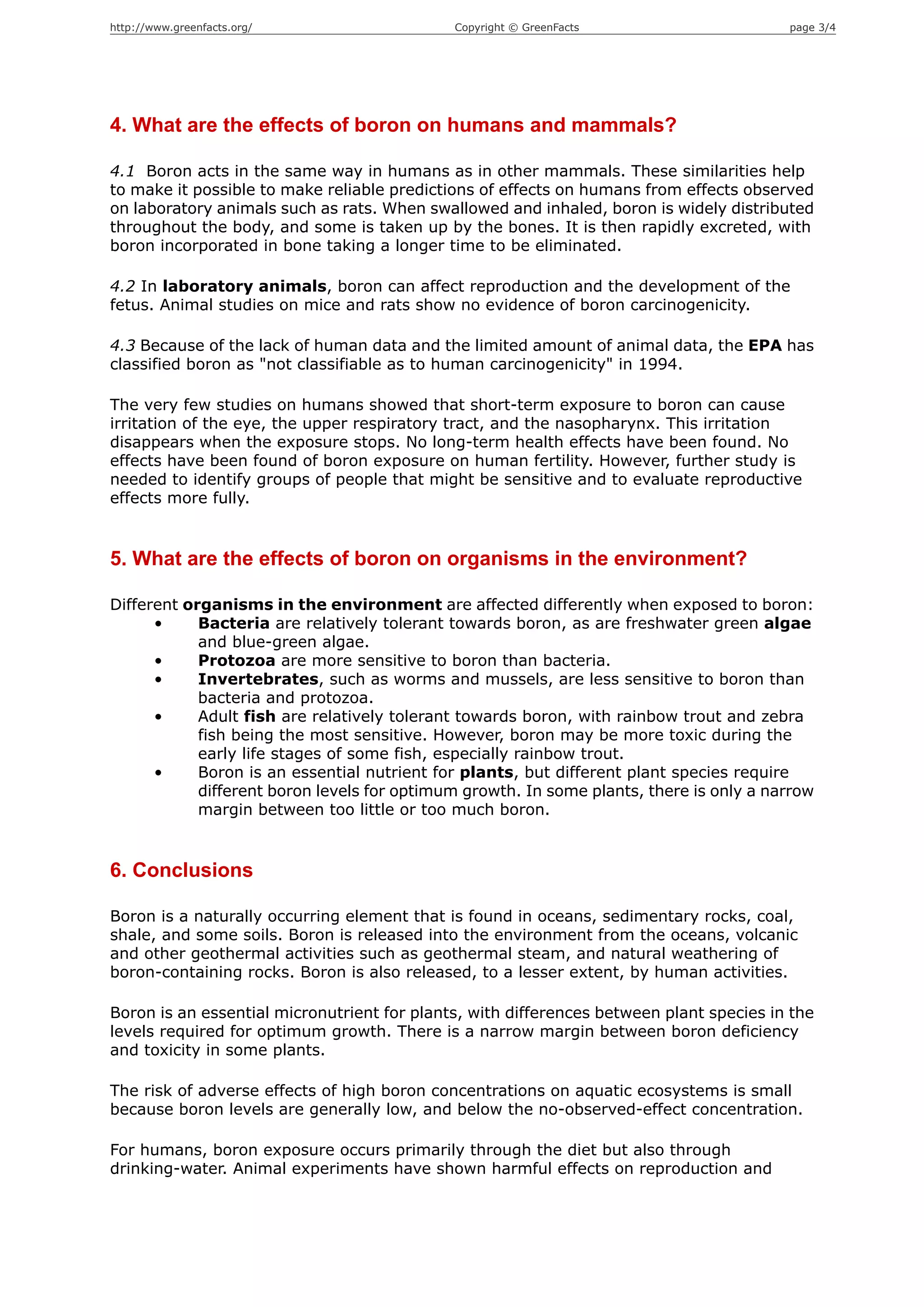 Scientific Facts on Boron | PDF