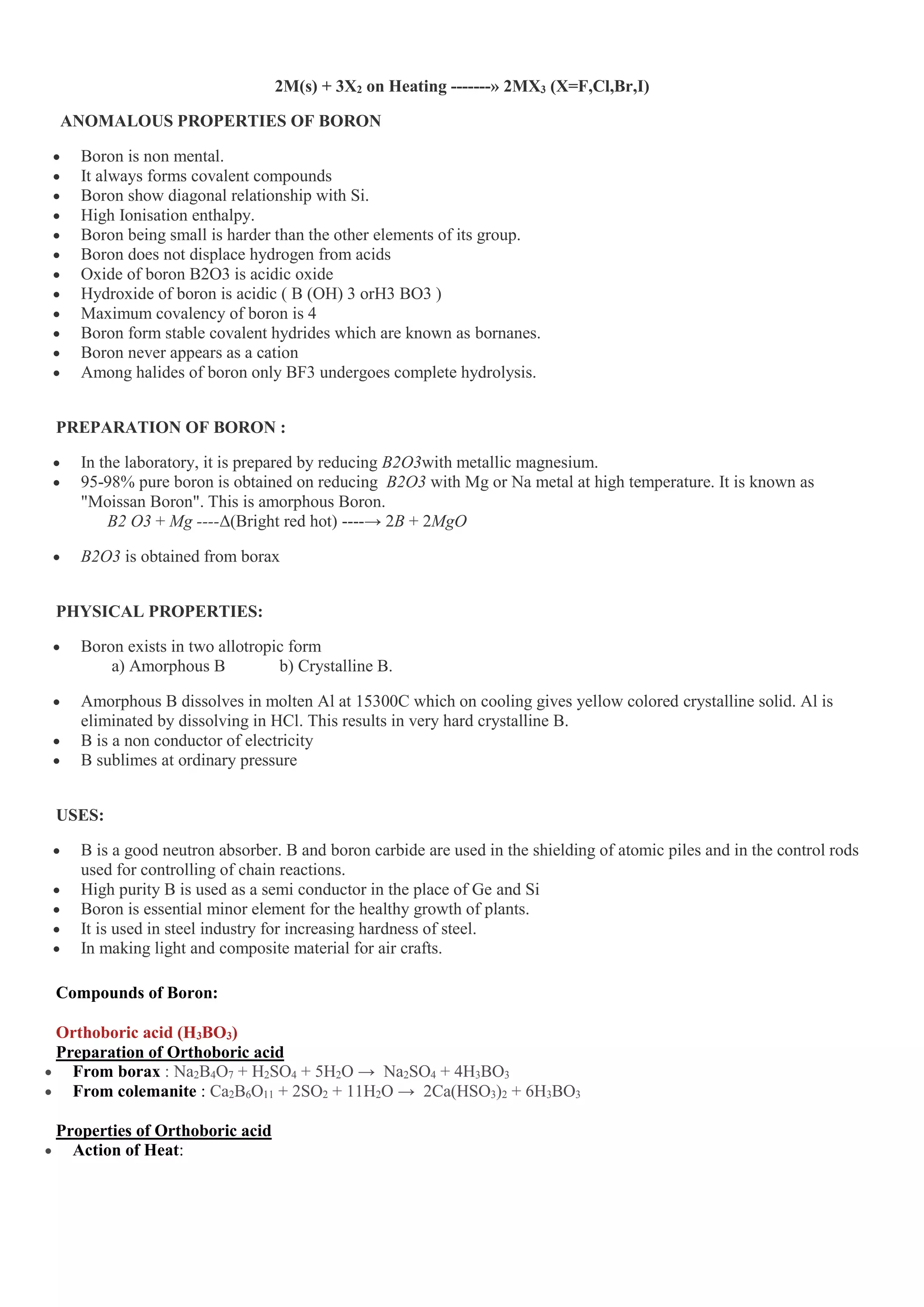 Boron family (Class 11) | PDF