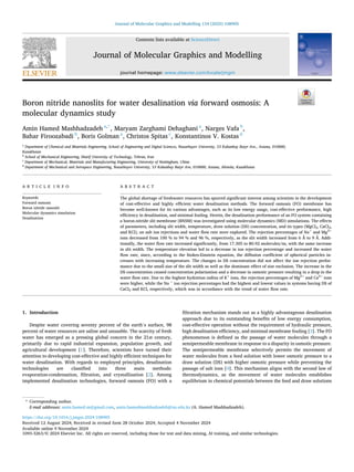 Boron nitride nanoslits for water desalination via forward osmosis_ A molecular dynamics study.pdf