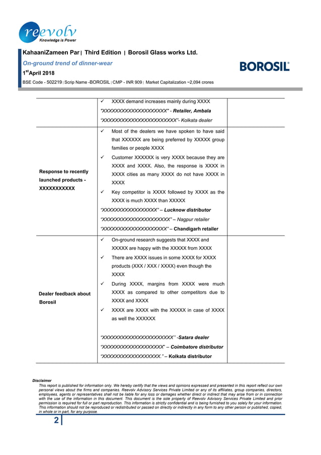 Sample - Borosil report april 1, 2018 | PDF